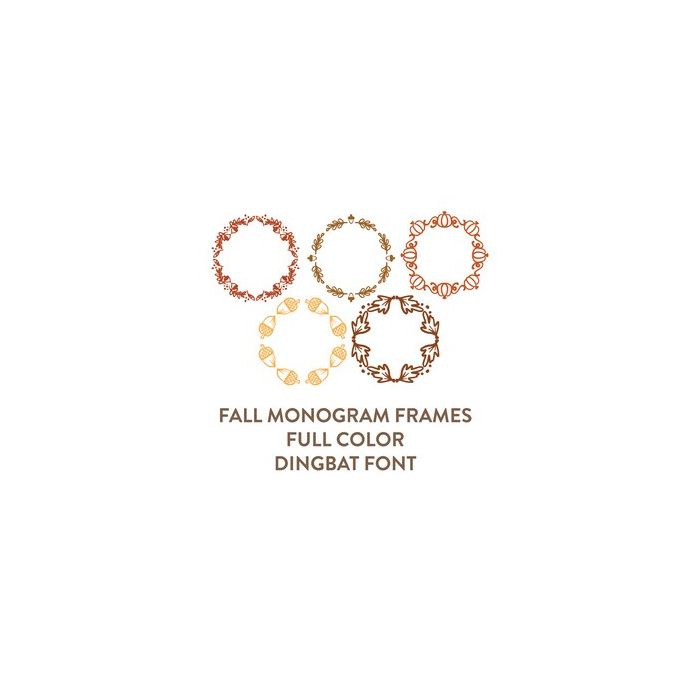 fall monogram frames full color dingbat font