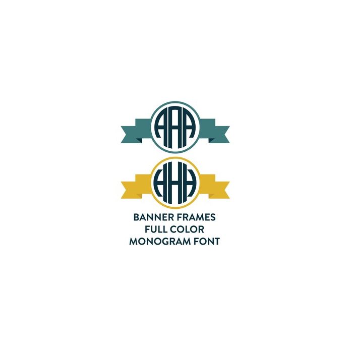 banner frames full color monogram font