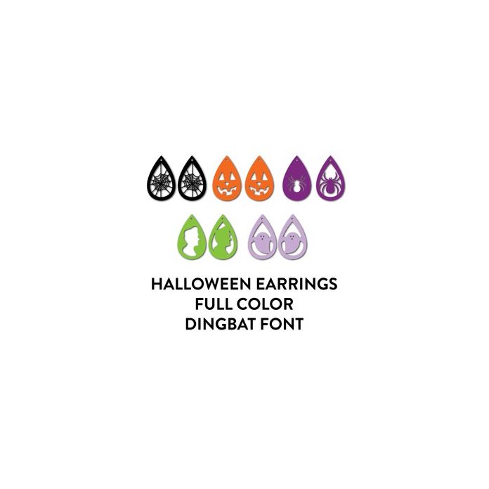 halloween earrings full color dingbat font