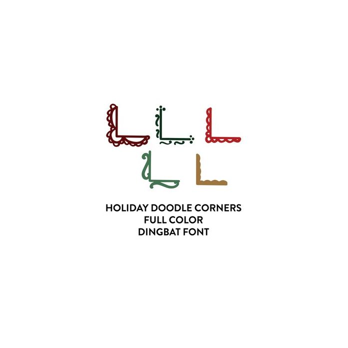 holiday doodle corners full color dingbat font