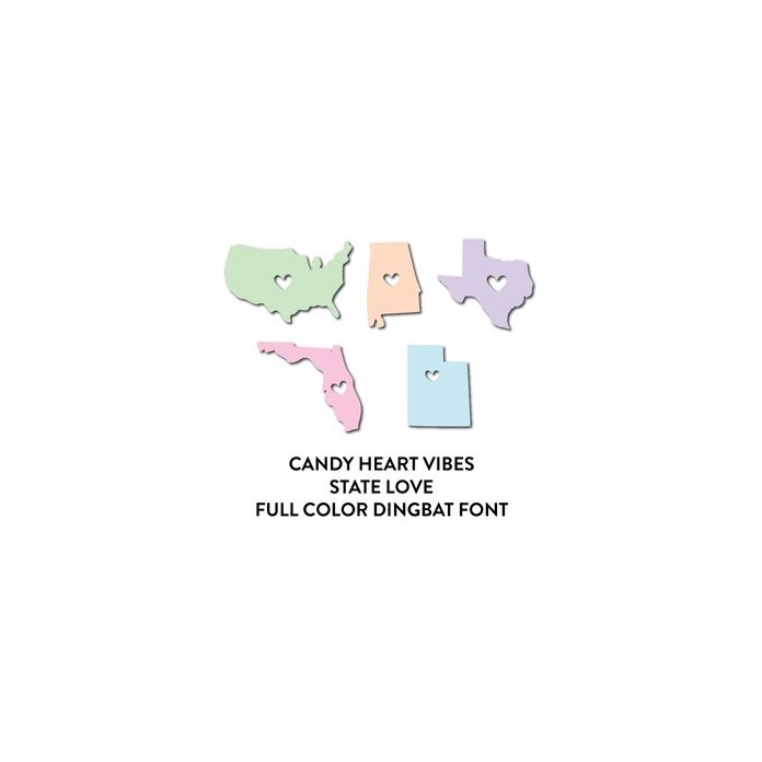 word heart vibes state love full color dingbat font
