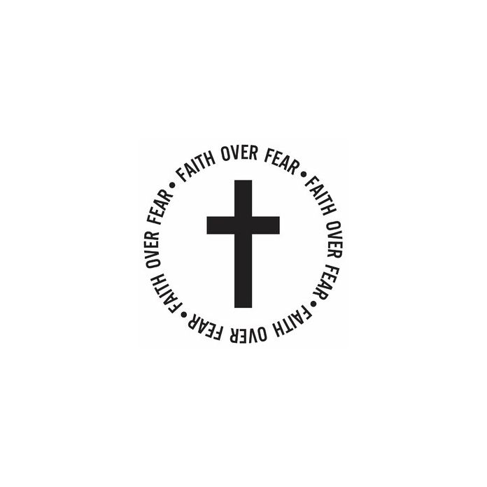 Faith Over Fear Cross Quote Circle