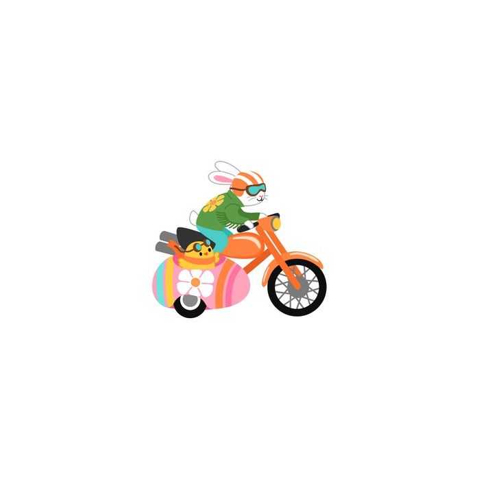 Easter Bunny on Motorcycle