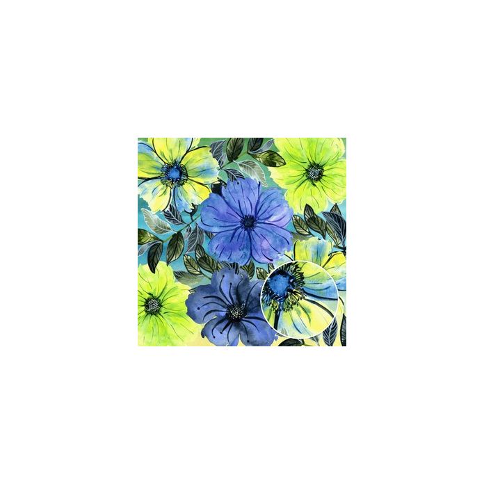 Chartruese Green Blue Floral Watercolor Background Pattern