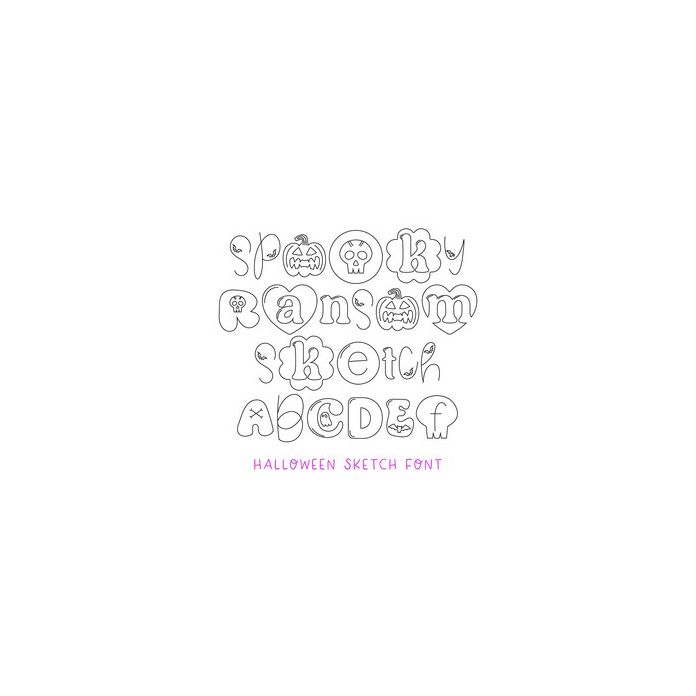 BFC Spooky Ransom Sketch Cute Boho Halloween Doodle Font