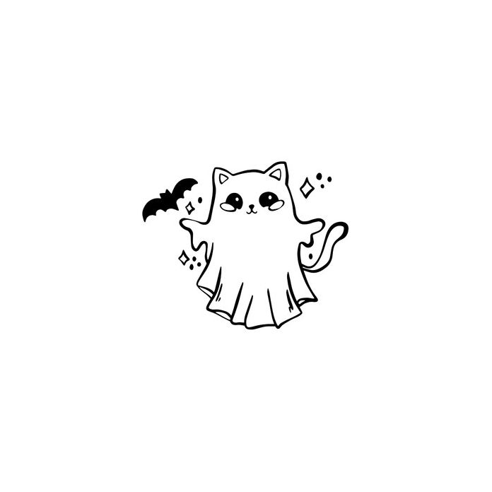 Halloween cat in ghost costume
