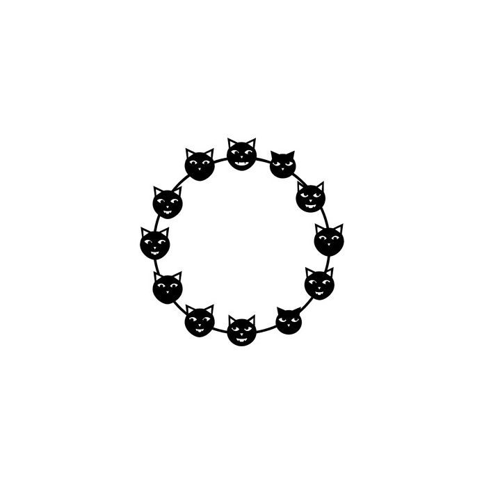 Black Cat Circle Border Frame