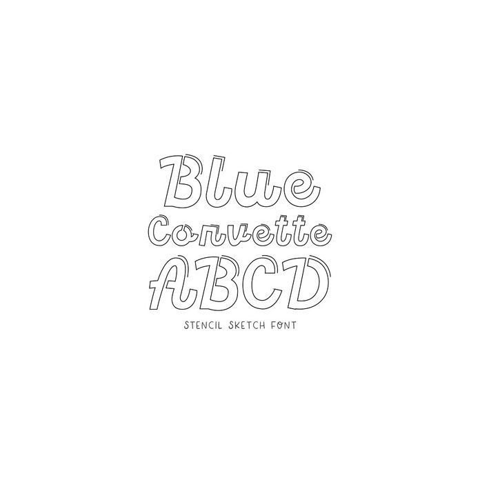 BFC Blue Corvette Stencil Sketch Font Decorative Sketch