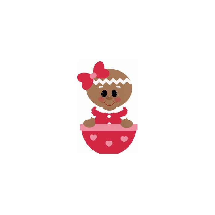 gingerbread girl peeking over bowl