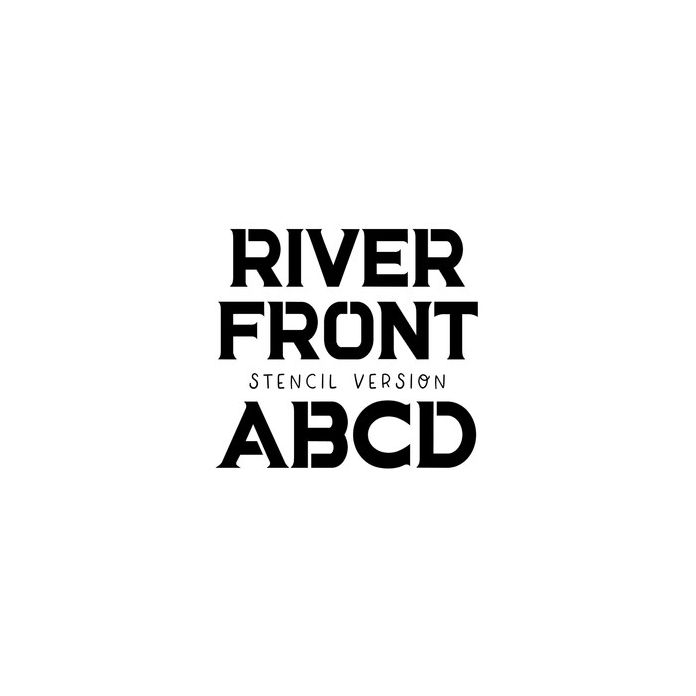 BFC River Front Stencil Bold Pointed Serif Block Font