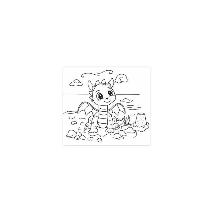 Dragon at the beach Coloring Page