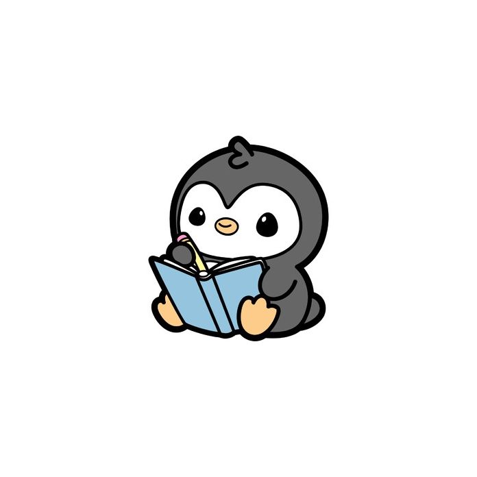 cute penguin reading a book