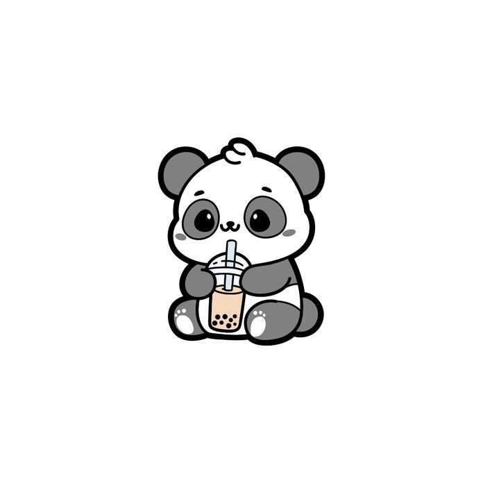 cute panda drinking bubble tea