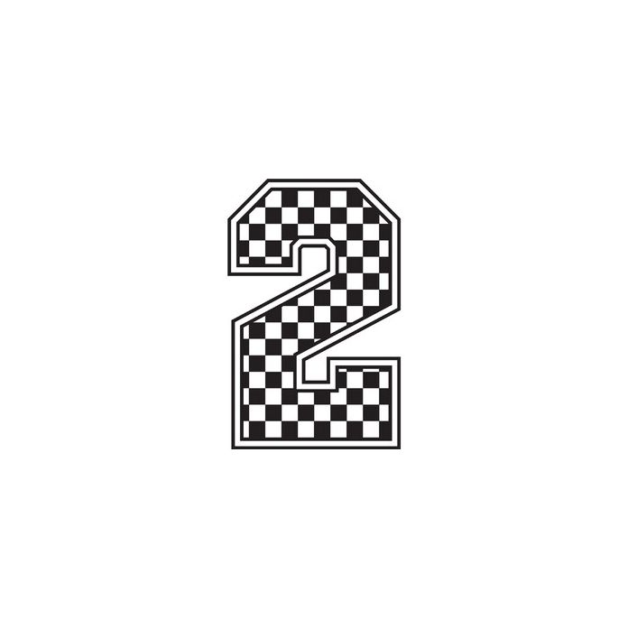 Number 2 Checkered Race Car Pit Crew