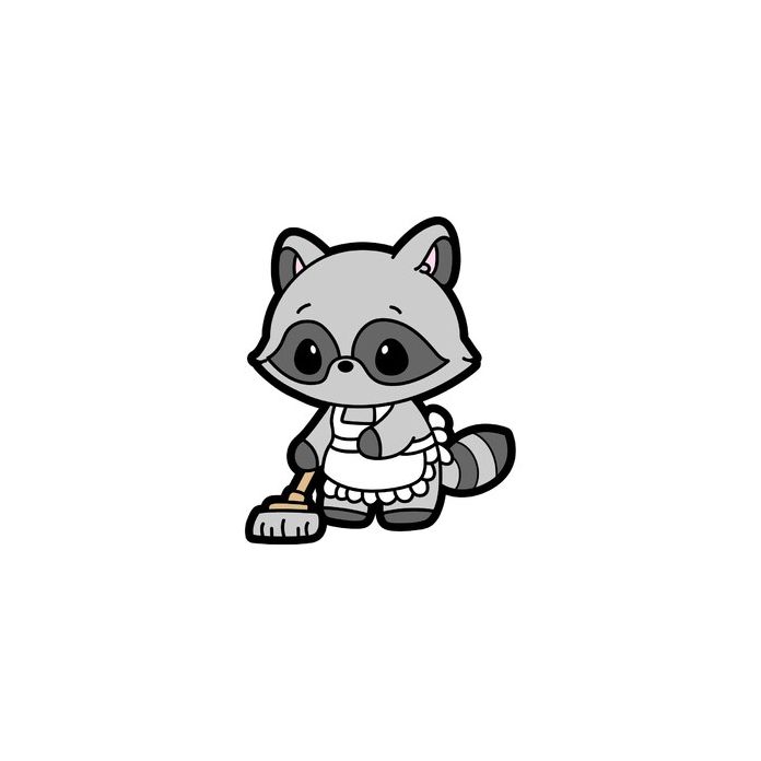 cute raccoon cleaning
