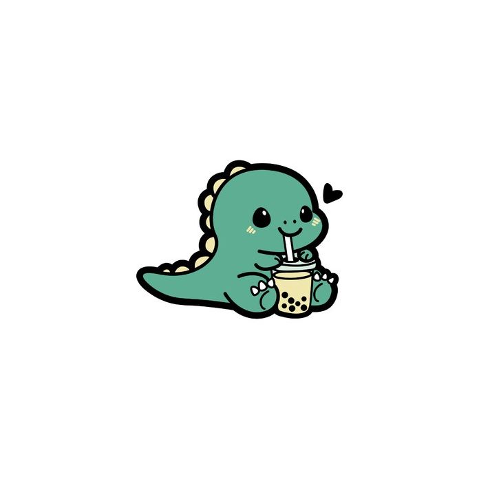 cute dino drinking bubble tea|475229