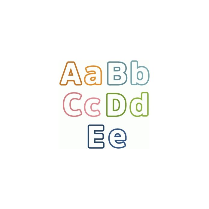 outline block letters a-e