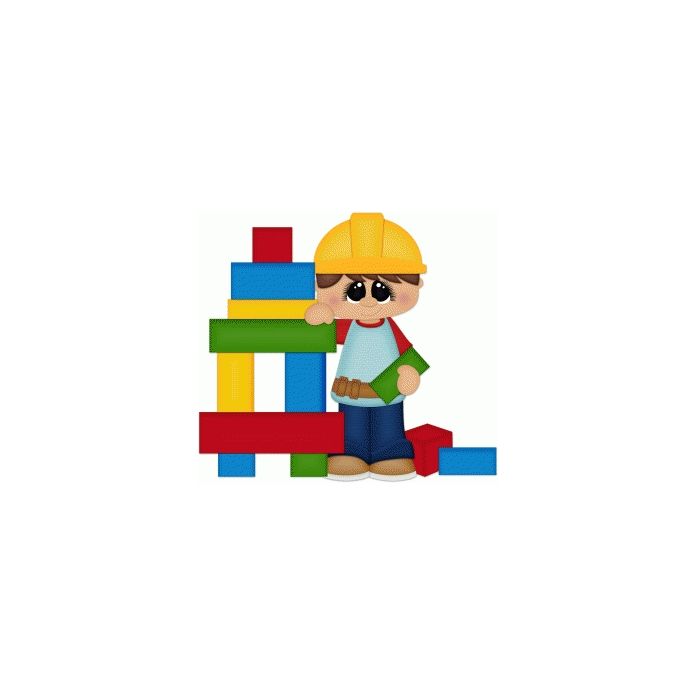 boy playing w building blocks