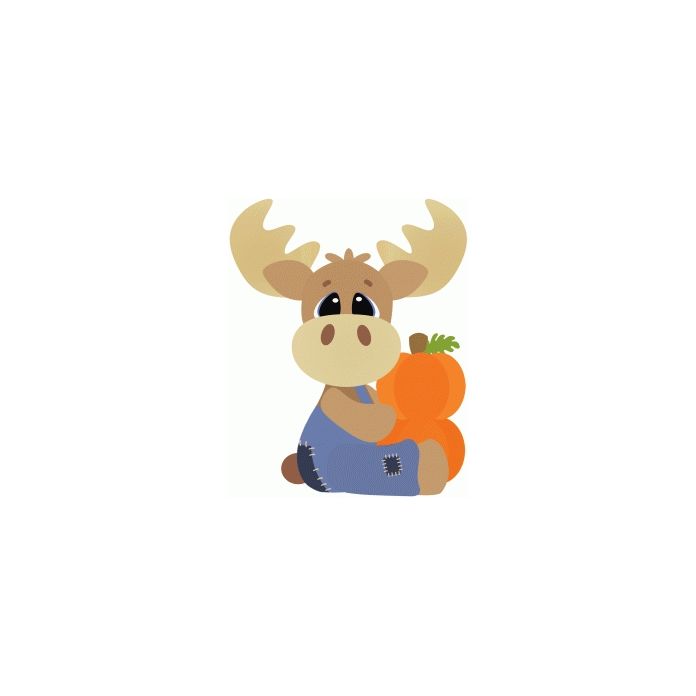 fall moose holding pumpkins