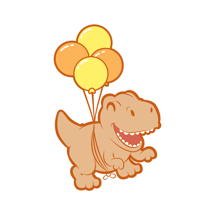 happy t-rex with balloons|D-380498