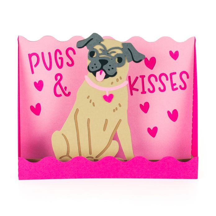 Pugs and Kisses - Pug Valentine’s Day 3D Box Card|D-1239805