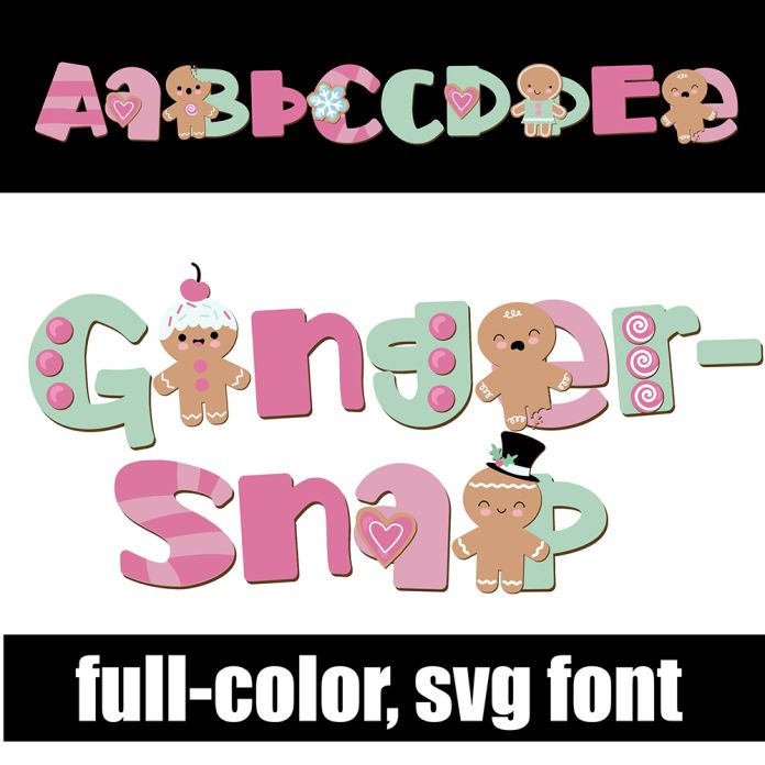Gingersnap Pink Color Font|D-1233922