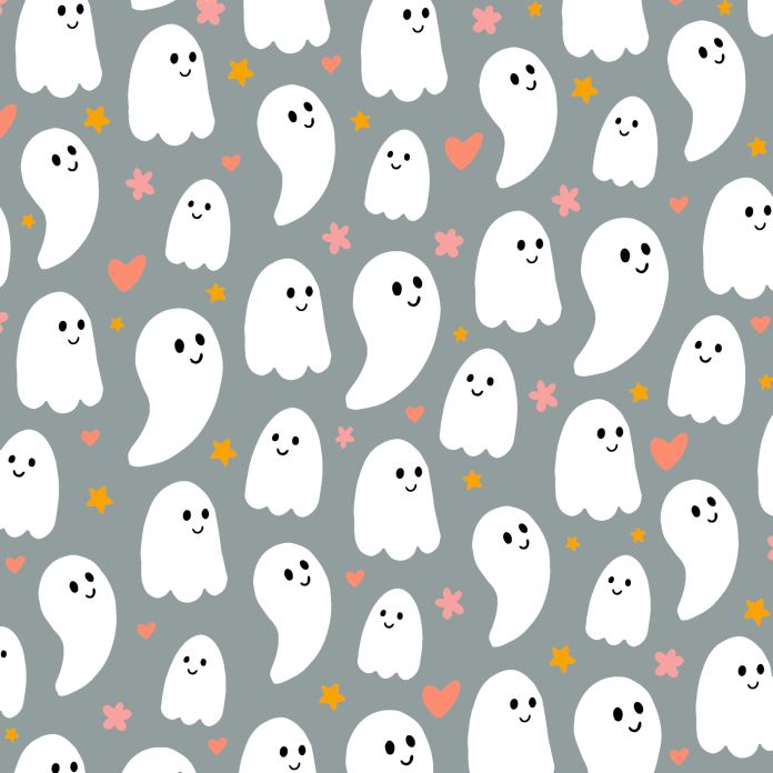 Gray Cute Ghost Halloween Background Pattern|D-1229364