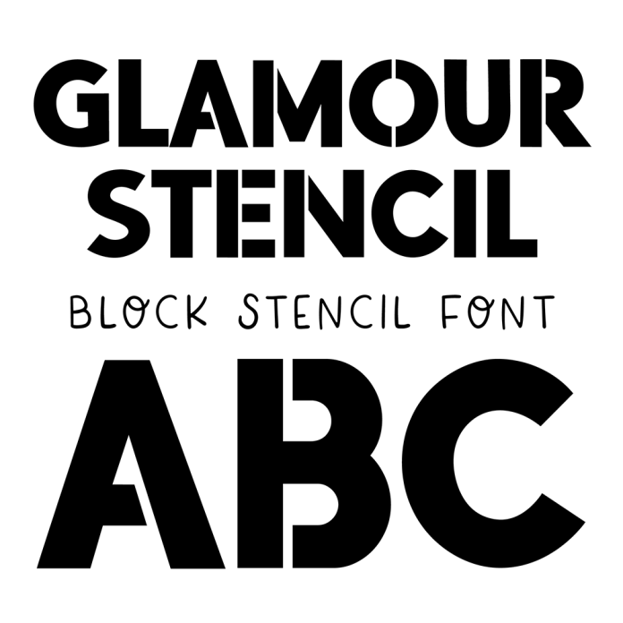 BFC Glamour Stencil Bold Block Stencil Font|D-1226616