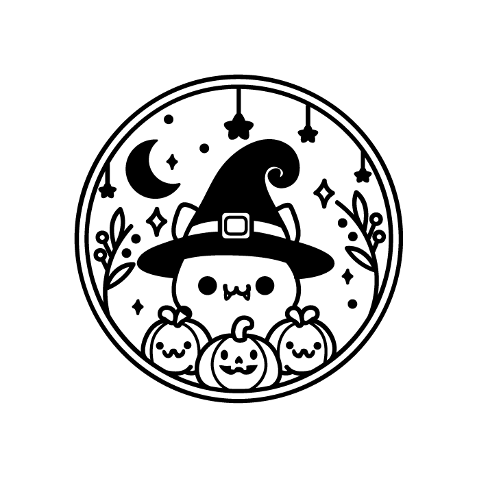 cute circular halloween frame