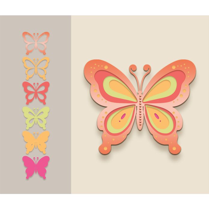Layered Butterfly Template Cut File for Silhouette Studio|D-1238416