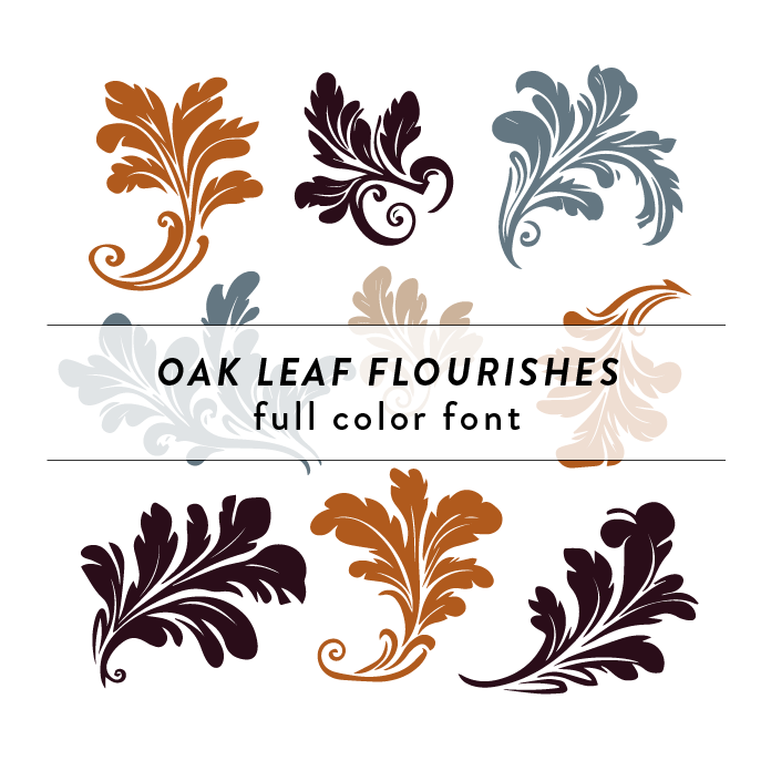 Oak Leaf Flourishes Full Color Font