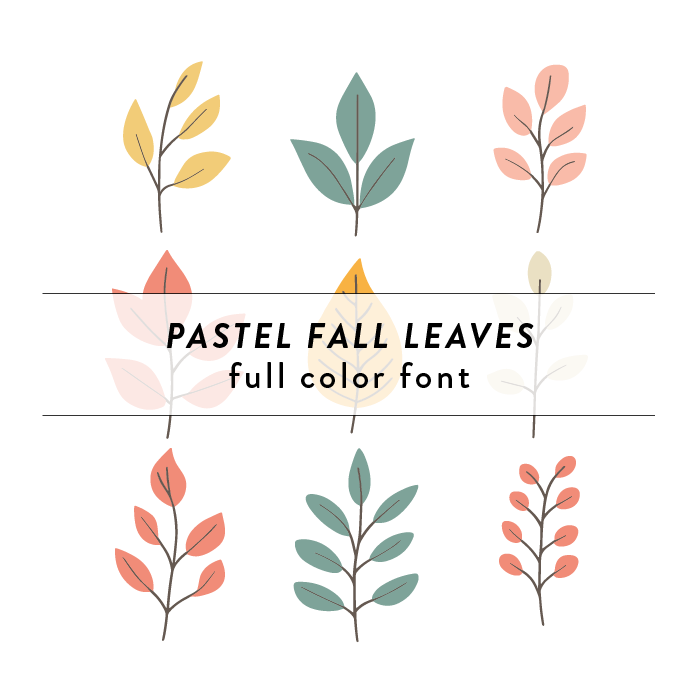 Pastel Fall Leaves Full Color Font