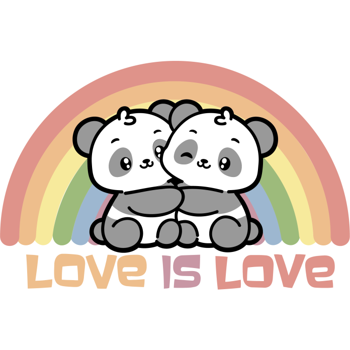 love is love panda lgbtq couple