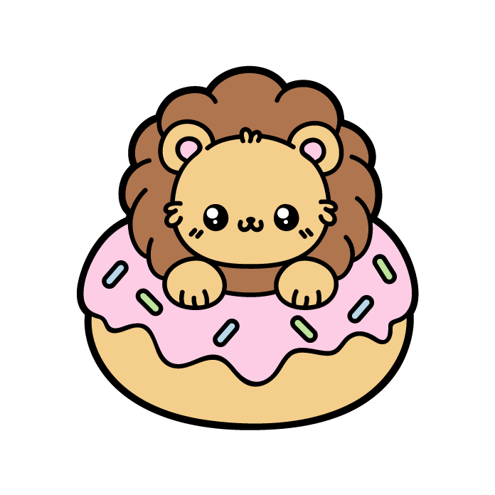 cute lion in a donut