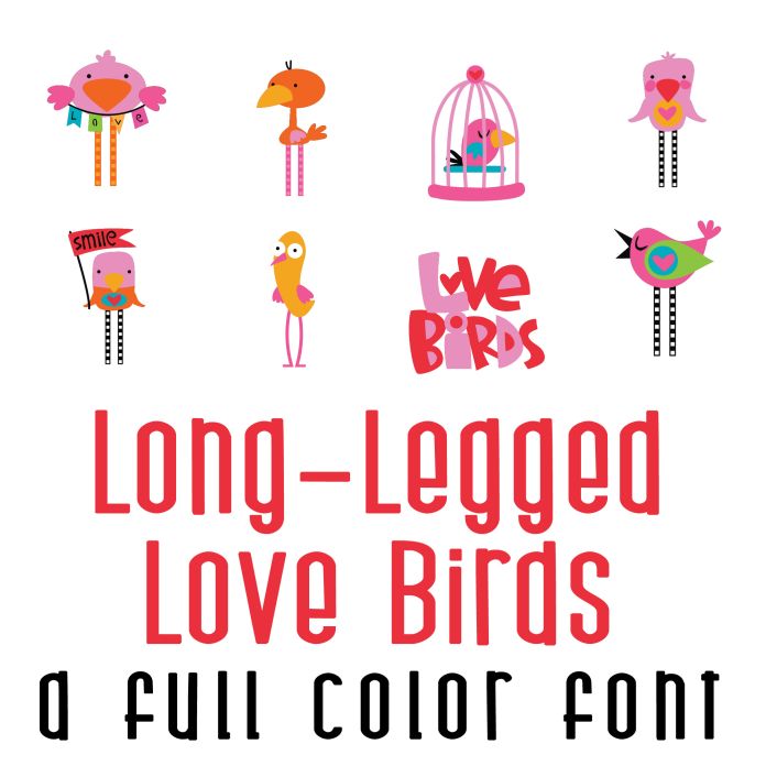 Long-Legged Love Birds Full Color Font|D-1246096
