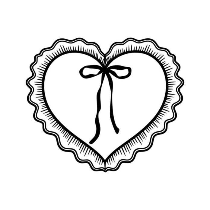 Ruffle Frilly Heart Frame Border With Ribbon Bow|D-1244239