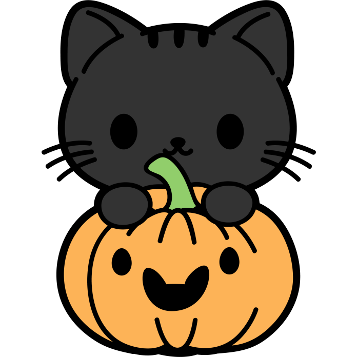 cute cat on a pumpkin