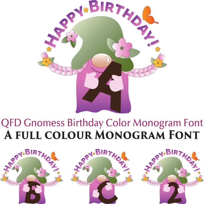 QFD Gnomess Birthday - Color Monogram Font