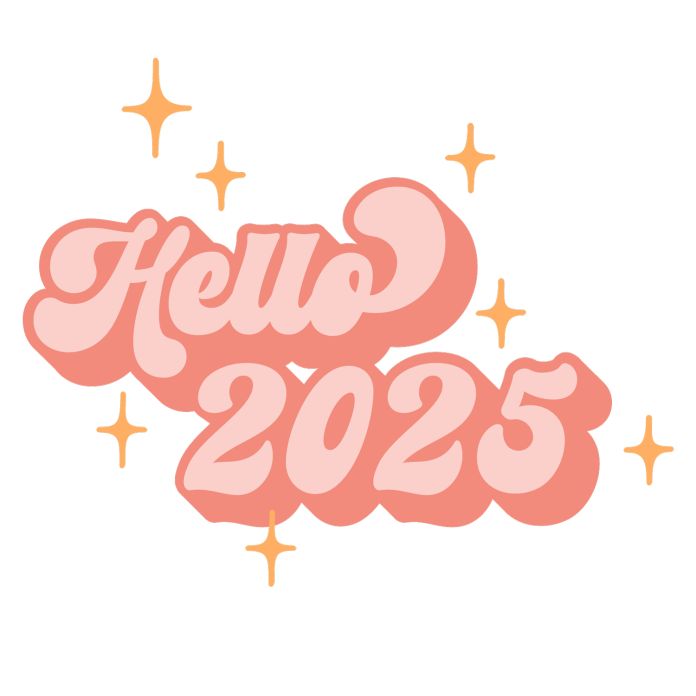 Retro Hello 2025 New Year Quote|D-1237870