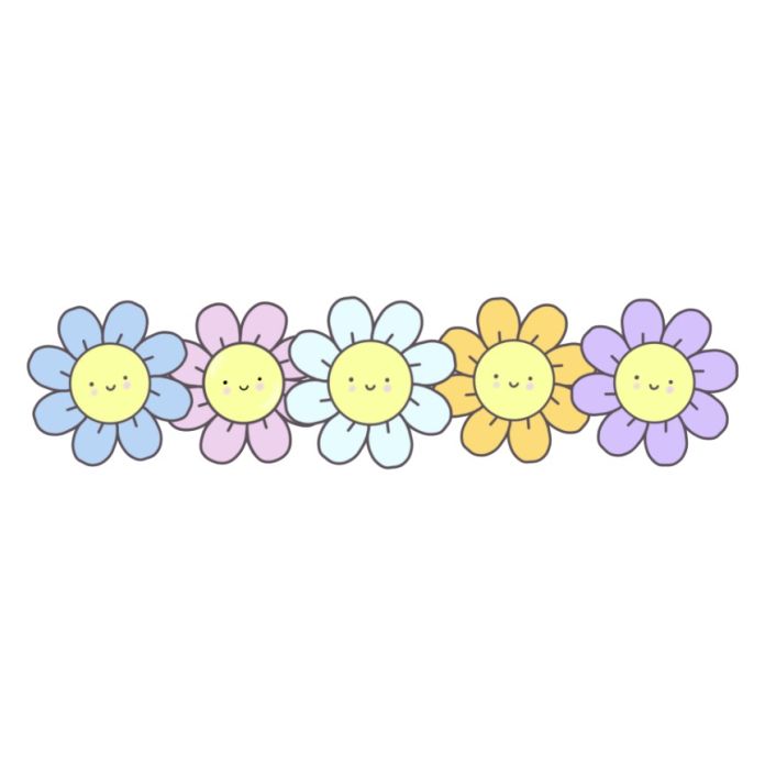 Happy Kawaii SVG Flower Border Print and Cut|D-1261133
