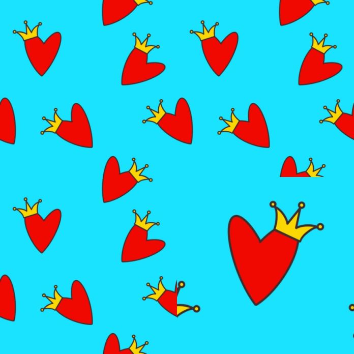Heart Queen of Hearts Cyan Seamless SVG Pattern|D-1239665