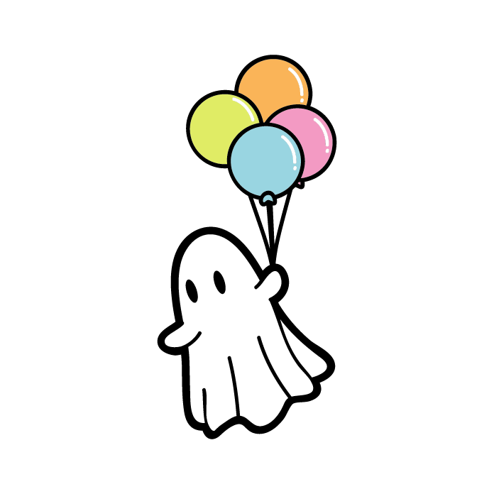 cute ghost with balloons