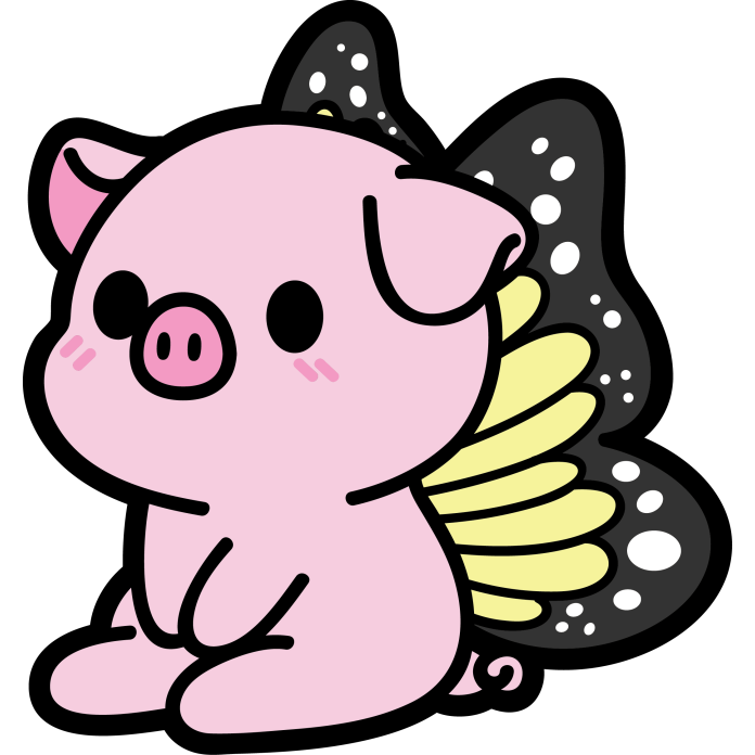 cute pig with butterfly wings