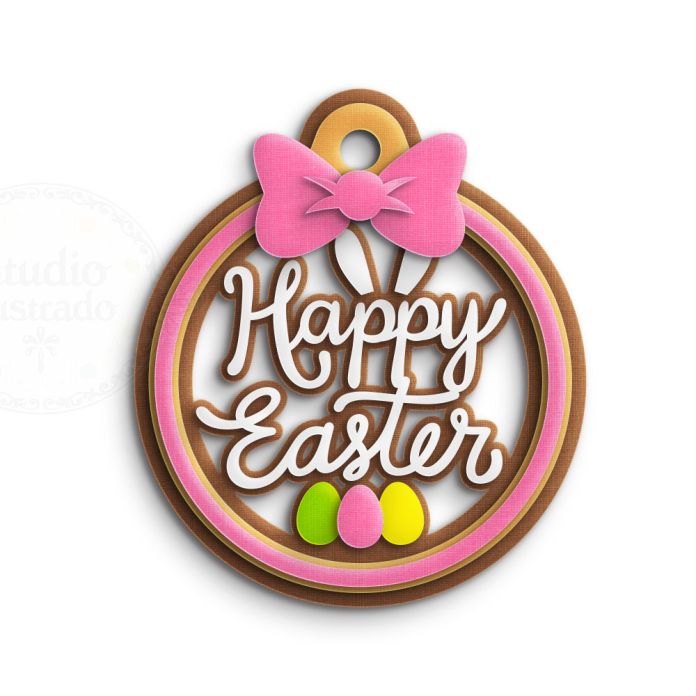 happy easter circle ornament tag|D-1257502