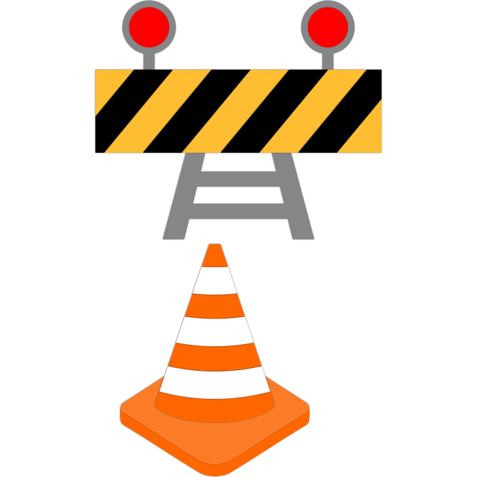 icon of construction fence and cone