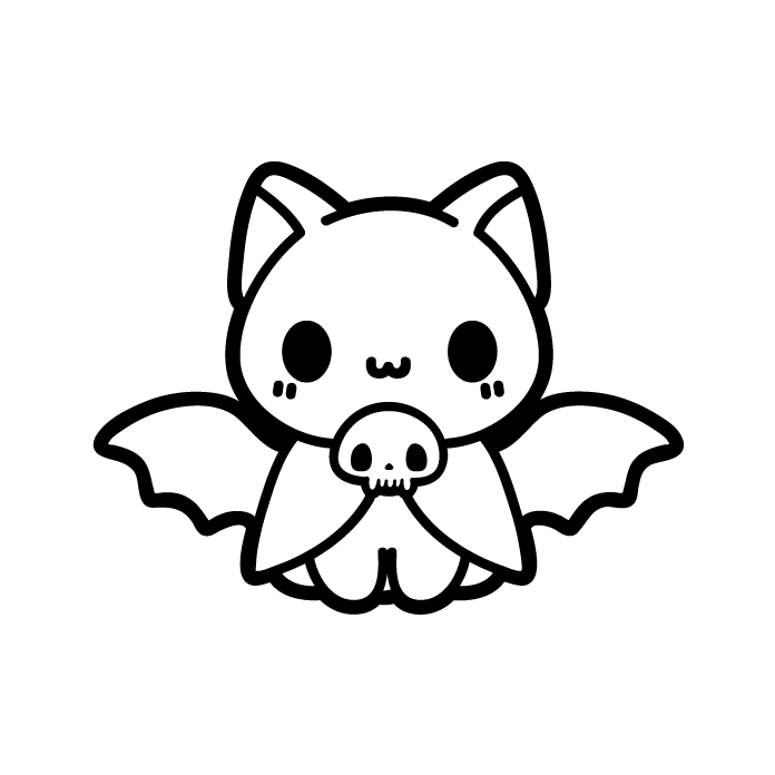 simple cat vampire lineart|D-378441