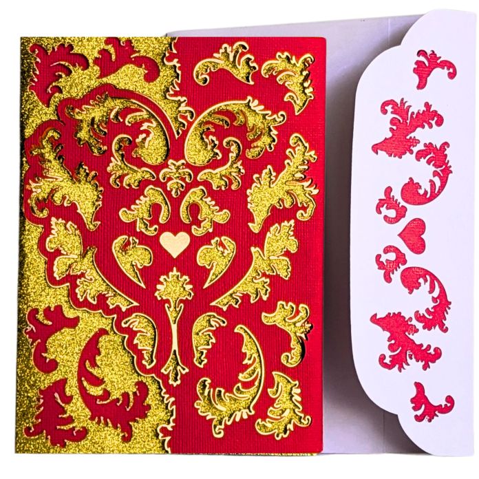 Romantic Rococo Heart Card 3D SVG Template for Cutting Machines |D-1241847