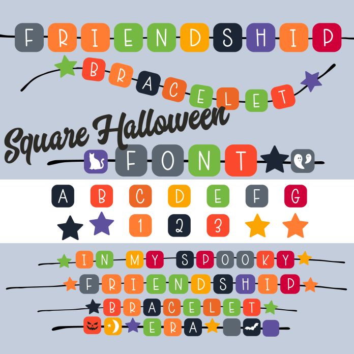 Halloween Square Friendship Bracelet Era Font|D-380851