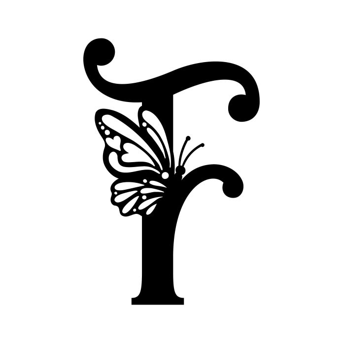 Monarch Butterfly Monogram Letter F|D-1238977
