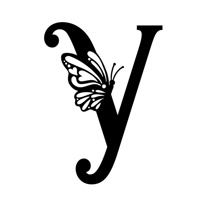 Monogram Letter Y with Romantic Monarch Butterfly Accent|D-1239077